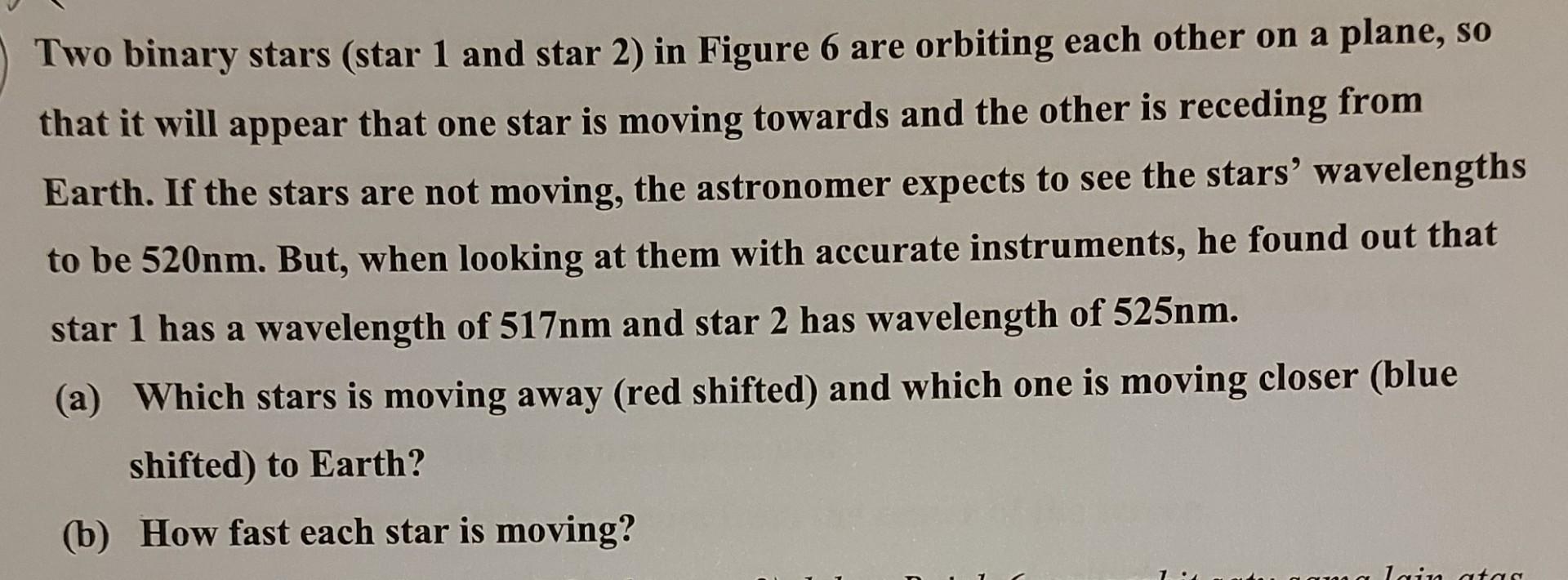 Solved Two binary stars (star 1 and star 2) in Figure 6 are | Chegg.com