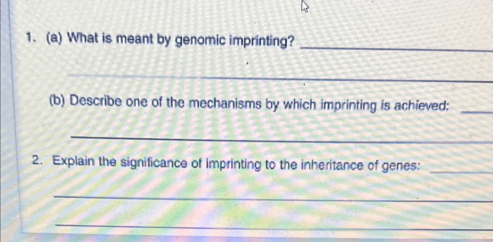 Solved (a) ﻿What is meant by genomic imprinting?(b) | Chegg.com
