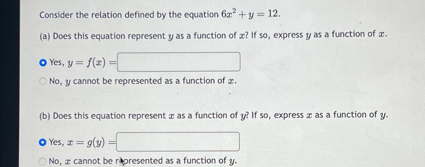 Solved Consider the relation defined by the equation | Chegg.com