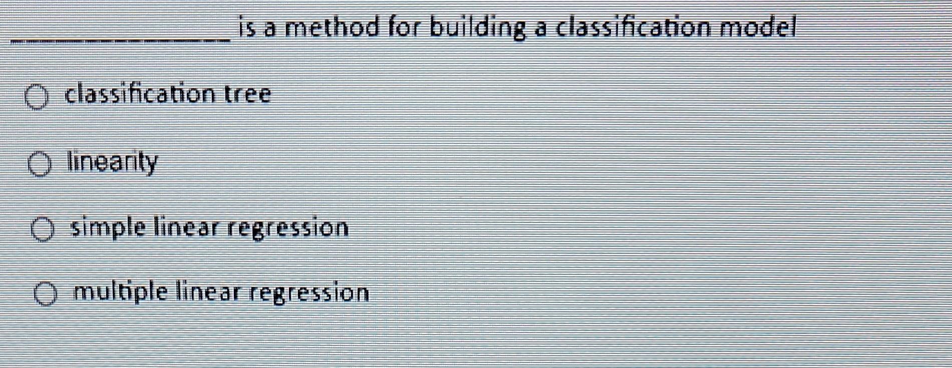 Solved is a method for building a classification model | Chegg.com