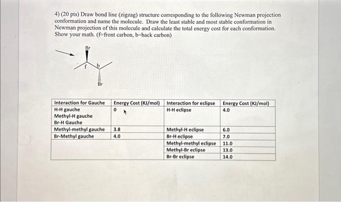 Solved 4) (20 pts) Draw bond line (zigzag) structure | Chegg.com