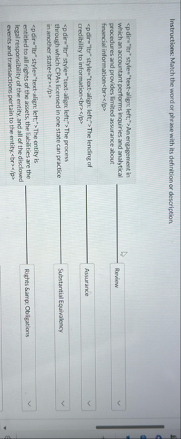 Solved Instructions: Match the word or phrase with its | Chegg.com