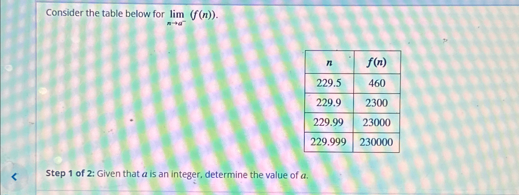 Solved Consider the table below for | Chegg.com