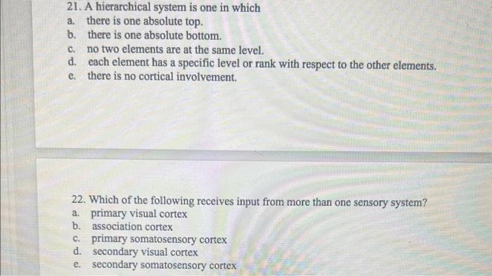 Solved 21. A hierarchical system is one in which a. there is | Chegg.com