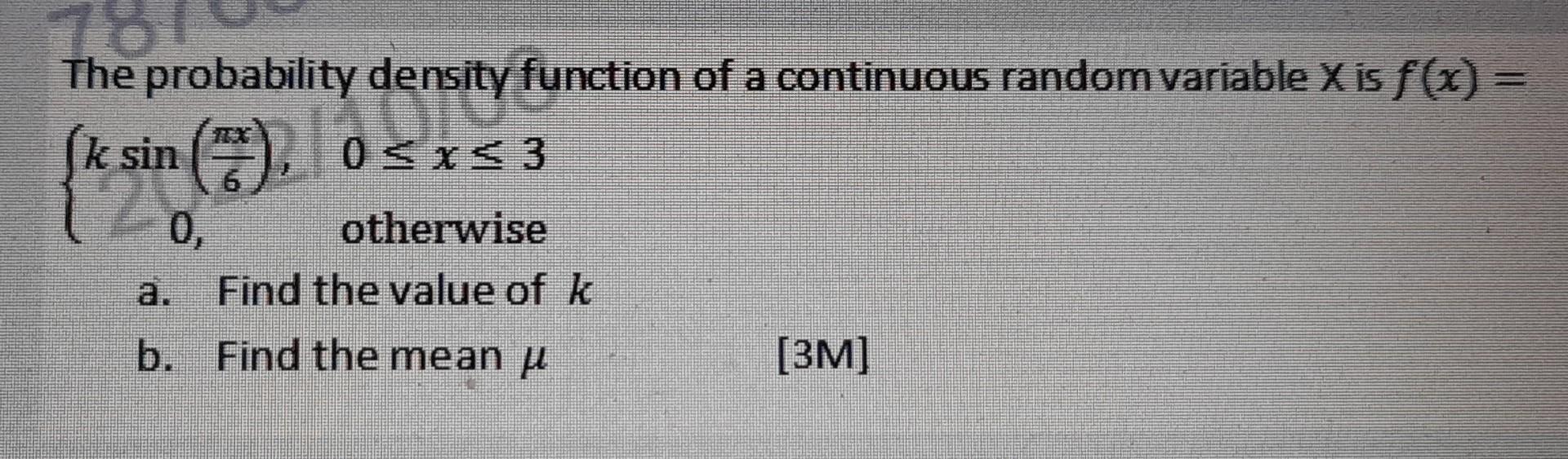Solved The probability density function of a continuous | Chegg.com