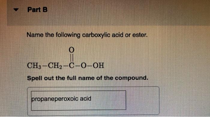 Solved Part A Name the following ether. CH3 – CH2 -0-CH3 | Chegg.com