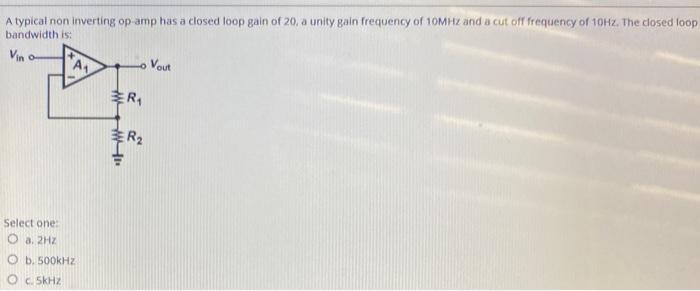 Solved A typical non inverting op amp has a closed loop gain | Chegg.com