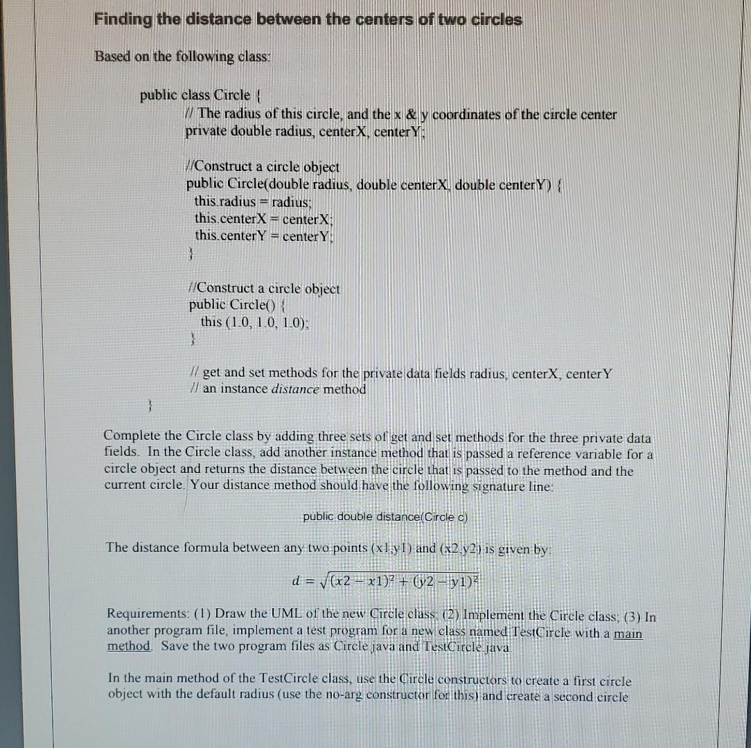 Solved Finding the distance between the centers of two | Chegg.com