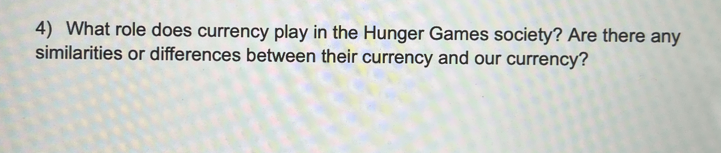Solved What role does currency play in the Hunger Games | Chegg.com