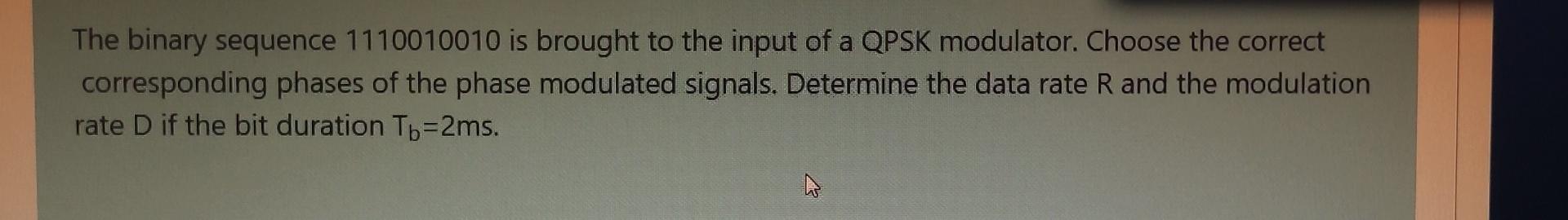 Solved The binary sequence 1110010010 is brought to the | Chegg.com
