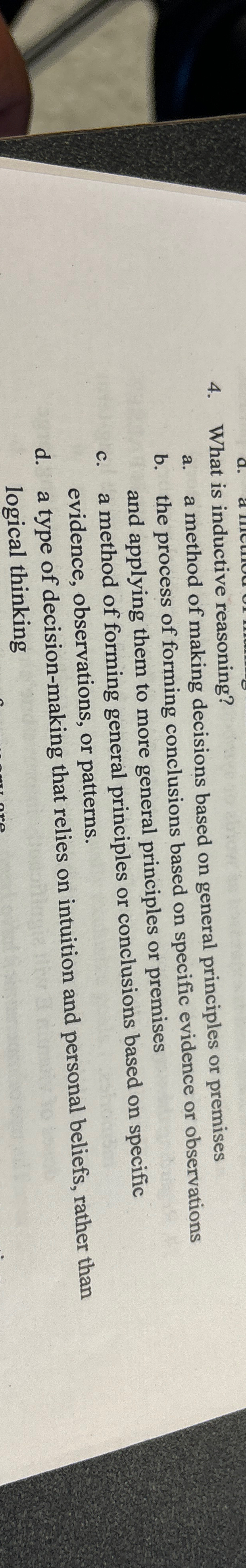 Solved What is inductive reasoning?a. ﻿a method of making | Chegg.com