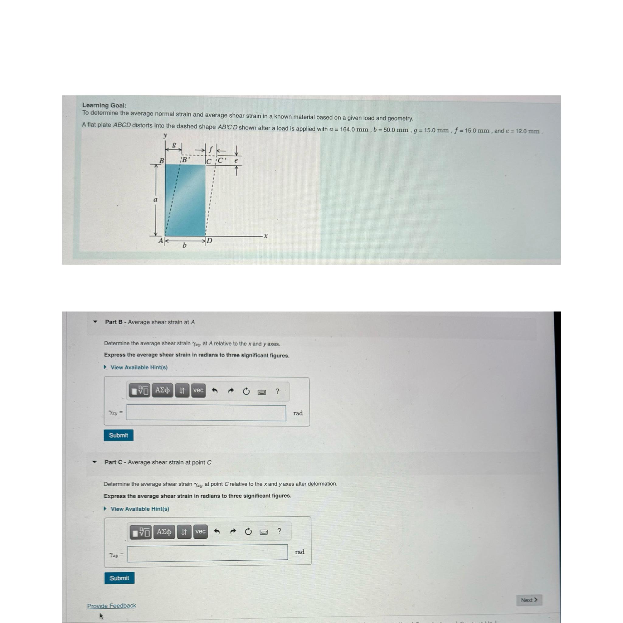 Solved Learning Goal:To determine the average normal strain | Chegg.com
