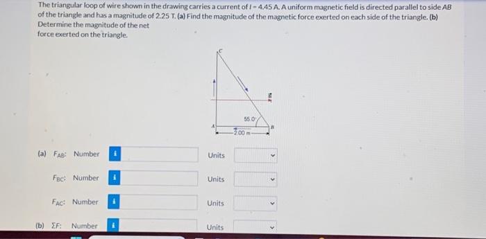 Solved The triangular loop of wire shown in the drawing | Chegg.com