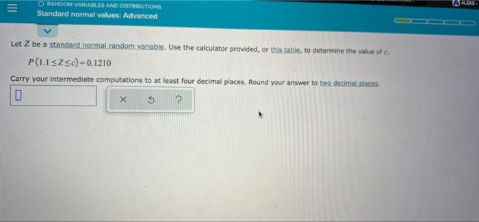 Solved A ALEKS O RANDOM VARIABLES AND DISTRIBUTIONS Standard | Chegg.com