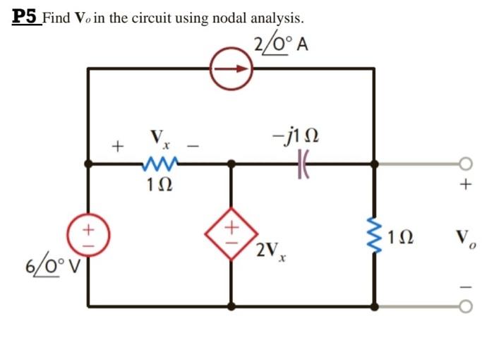 Solved P5 Find Vn in the circuit using nodal analvsis | Chegg.com