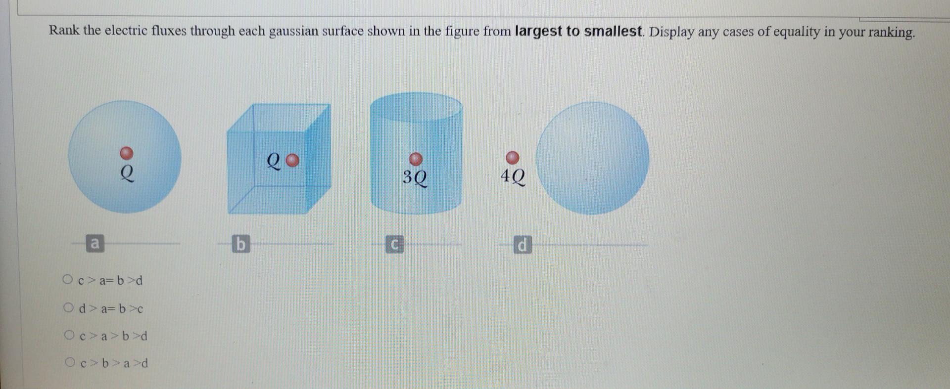 Solved Rank the electric fluxes through each gaussian | Chegg.com