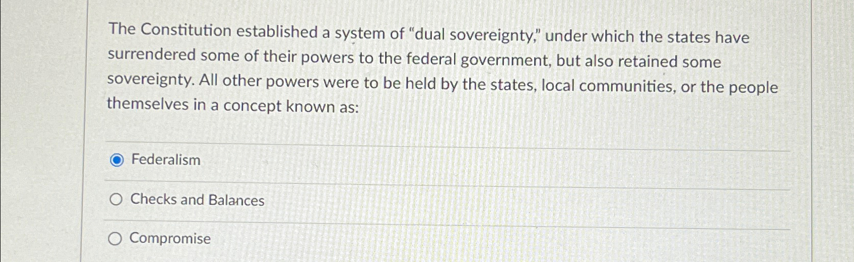 Solved The Constitution established a system of "dual | Chegg.com