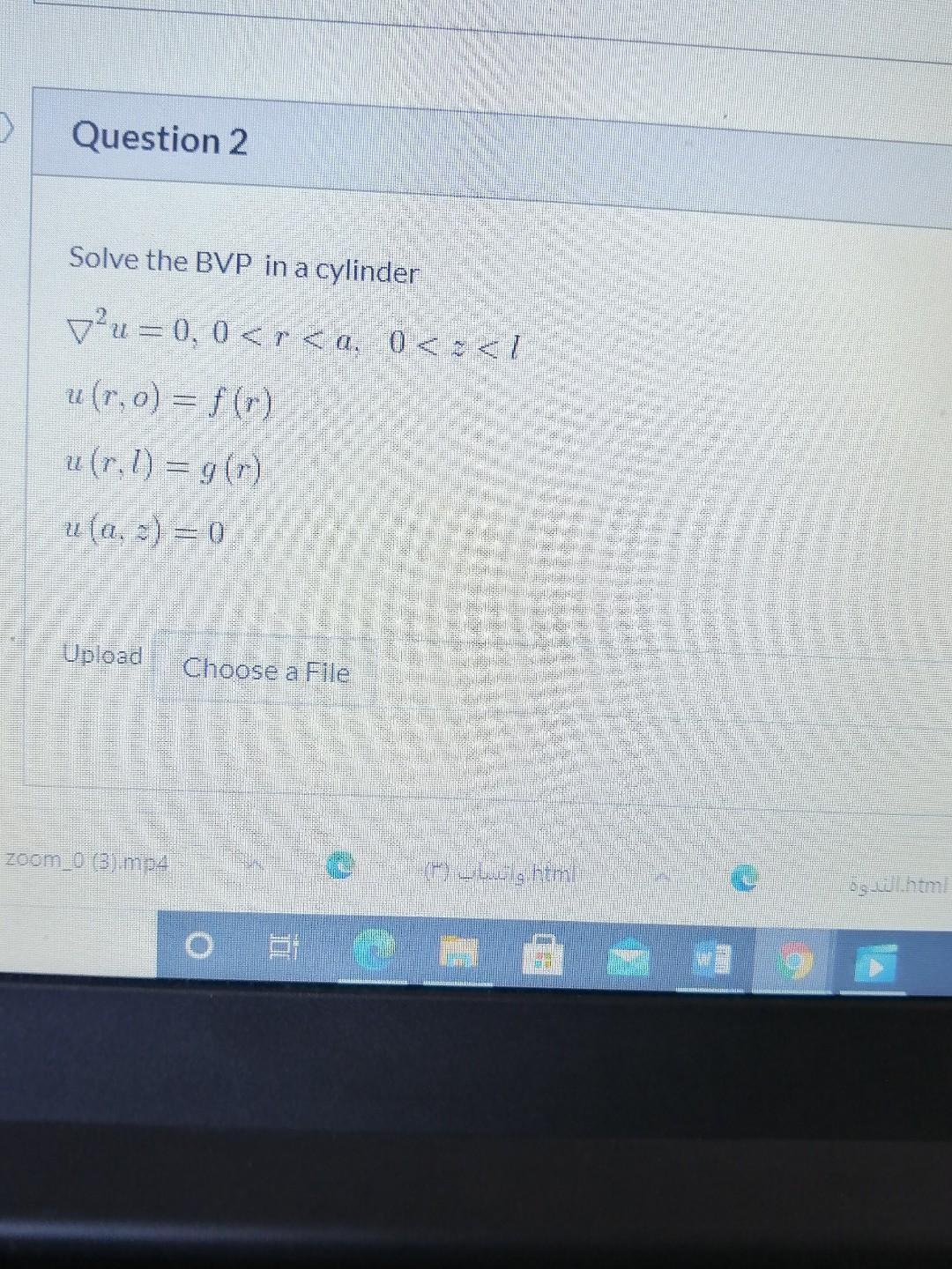 Solved > Question 2 Solve the BVP in a cylinder v?u=0,0 | Chegg.com