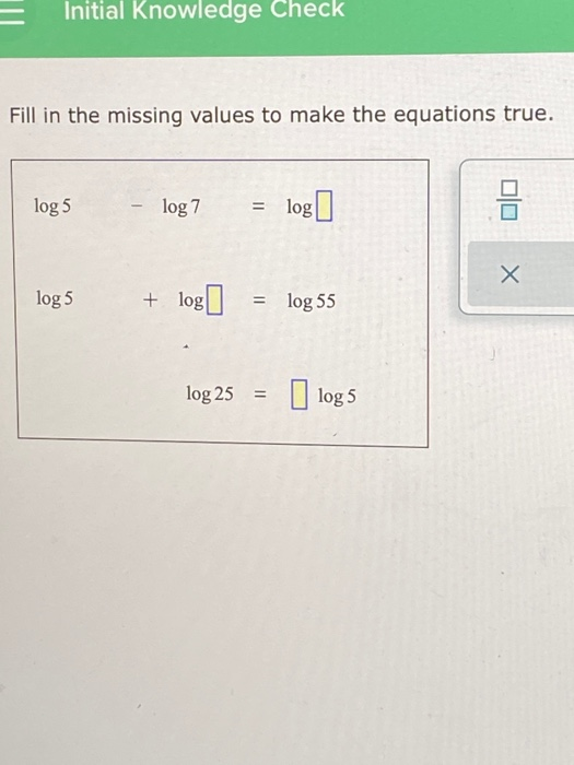 Solved Initial Knowledge Check Fill in the missing values to | Chegg.com