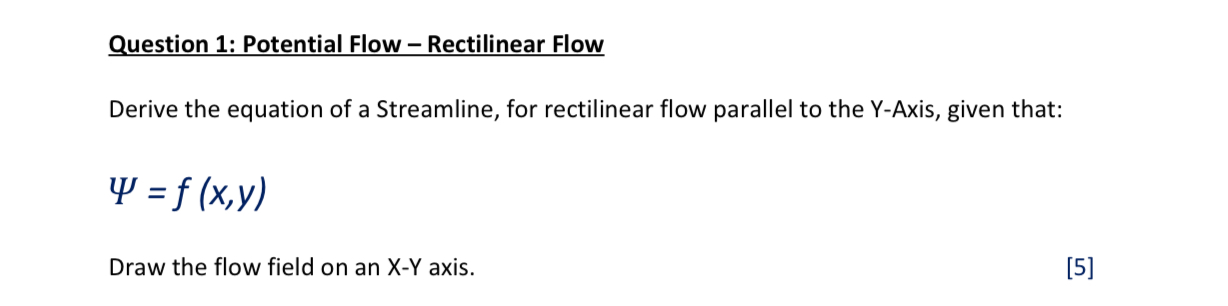 Solved Question 1: Potential Flow - ﻿Rectilinear FlowDerive | Chegg.com
