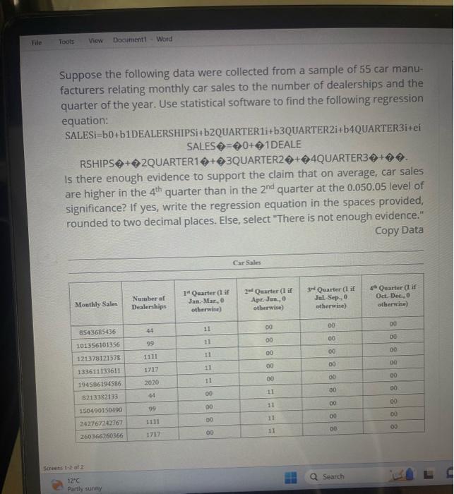 Suppose the following data were collected from a | Chegg.com