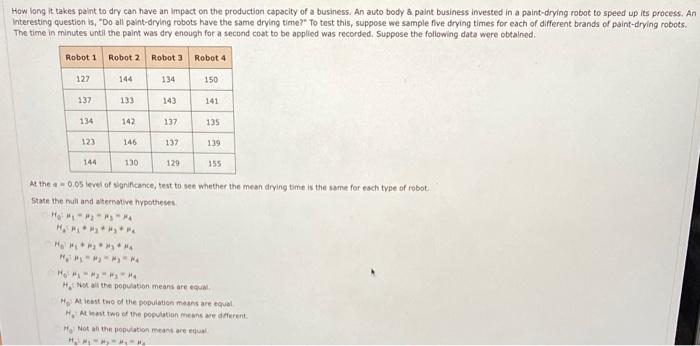 Solved How long it takes paint to dry can have an impact on | Chegg.com