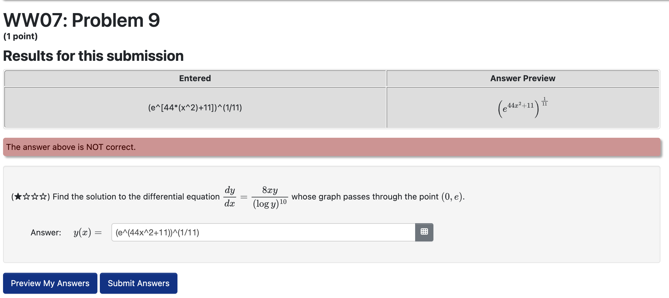 Solved WW07: Problem 9(1 ﻿point)Results for this | Chegg.com