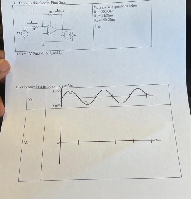 Solved 1. Consider this Circuit. Find Gain. Vs is given in | Chegg.com
