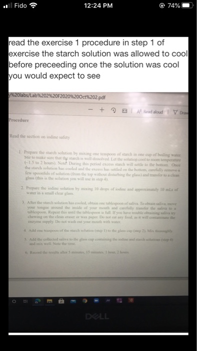 is there excess of starch on the bottom or pn the | Chegg.com