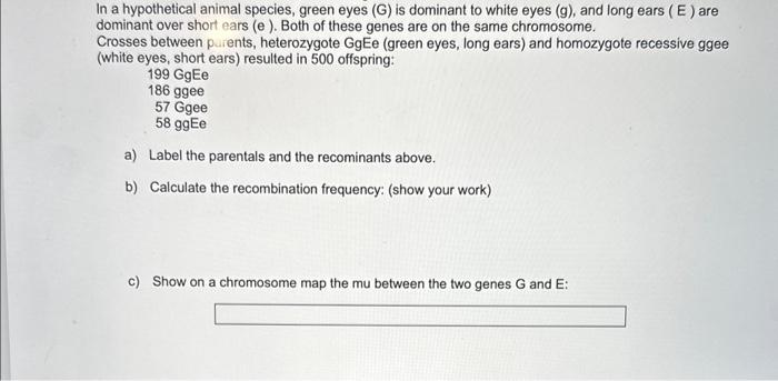 Solved In a hypothetical animal species, green eyes (G) is | Chegg.com