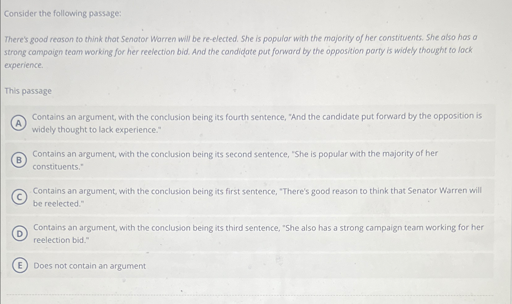 Solved Consider the following passage:There's good reason to | Chegg.com