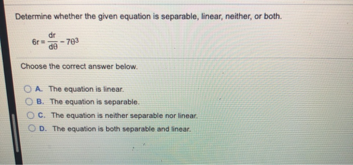Solved Determine whether the given equation is separable, | Chegg.com