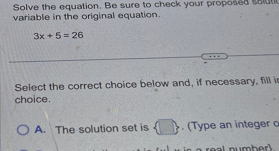 Solved Solve the equation. Be sure to check your proposed | Chegg.com