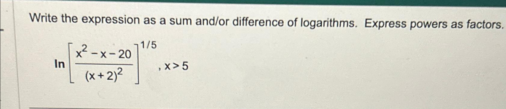 Solved Write the expression as a sum and/or difference of | Chegg.com