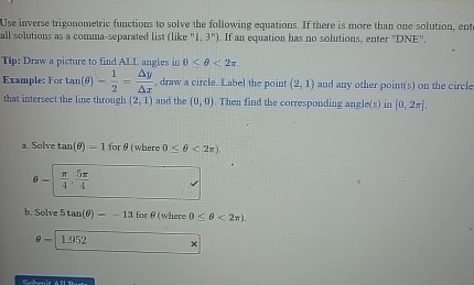 Solved Use inverse trigonometric functions to solve the | Chegg.com
