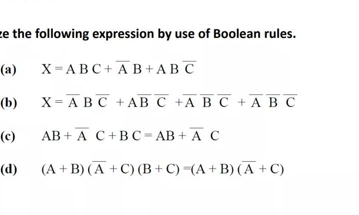 Solved ze the following expression by use of Boolean rules. | Chegg.com