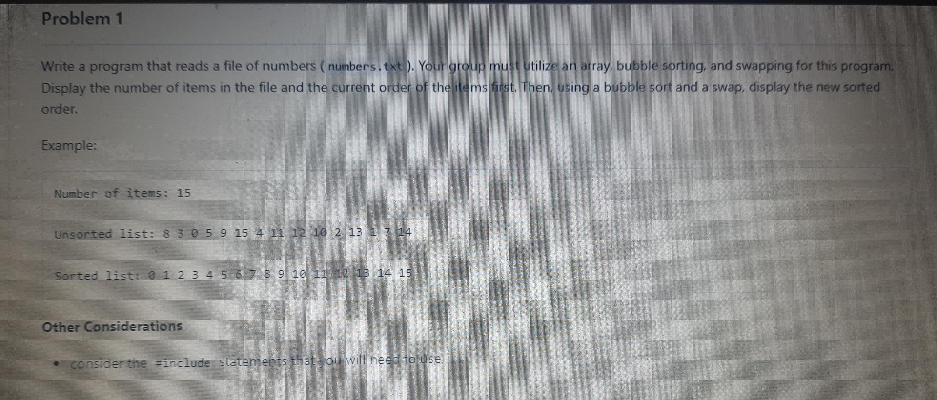 Solved Problem 1 Write a program that reads a file of | Chegg.com