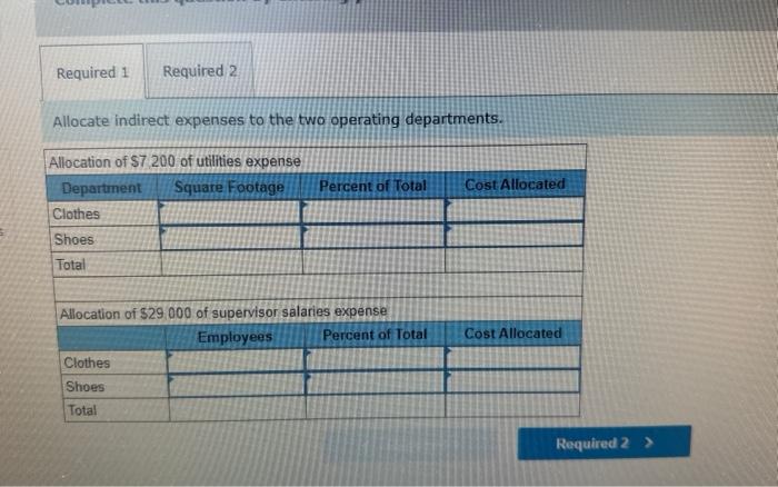 Solved Allocate indirect expenses to the two operating | Chegg.com