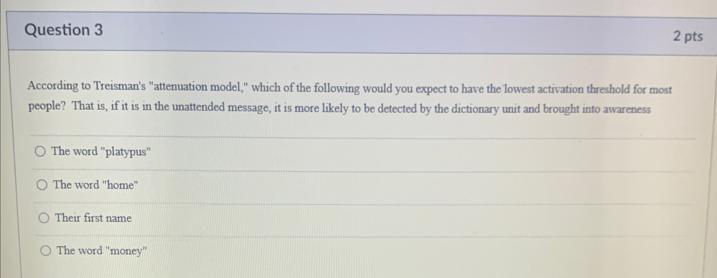 Solved Question 32 ﻿ptsAccording to Treisman's "attenuation | Chegg.com