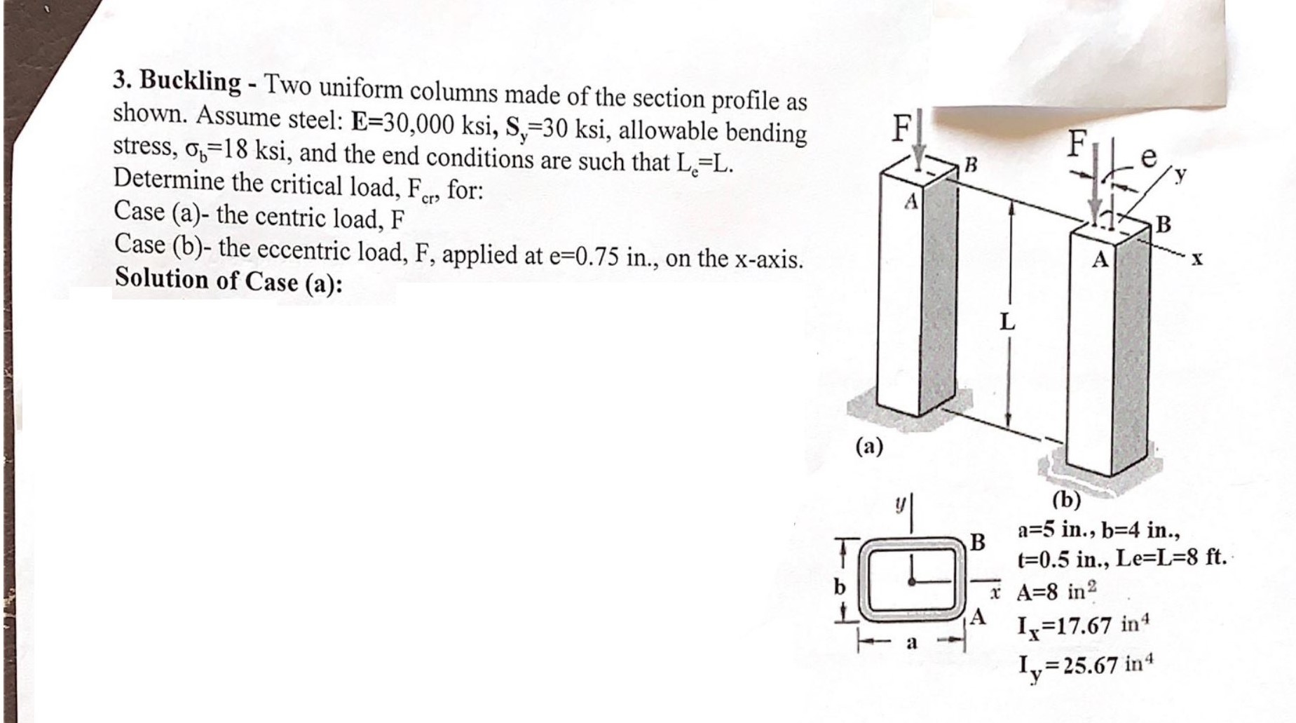 Solved Buckling - ﻿Two uniform columns made of the section | Chegg.com