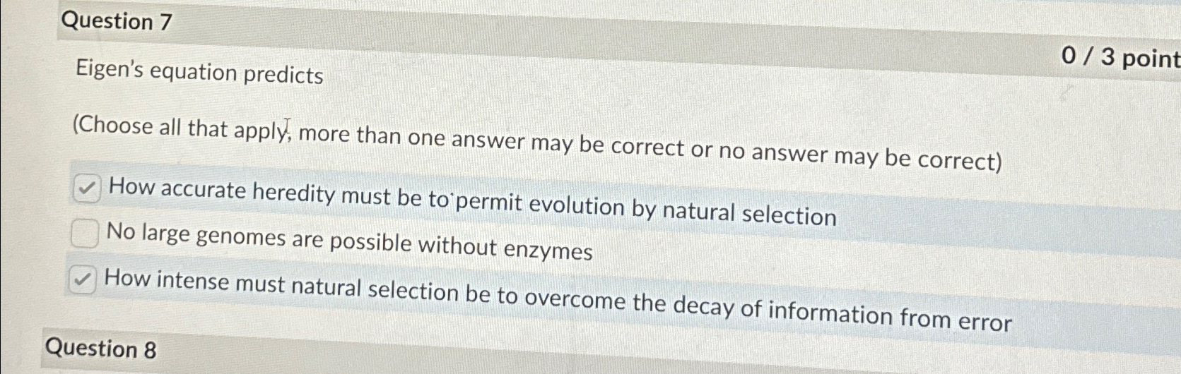 Solved Question 7Eigen's equation predicts(Choose all that | Chegg.com