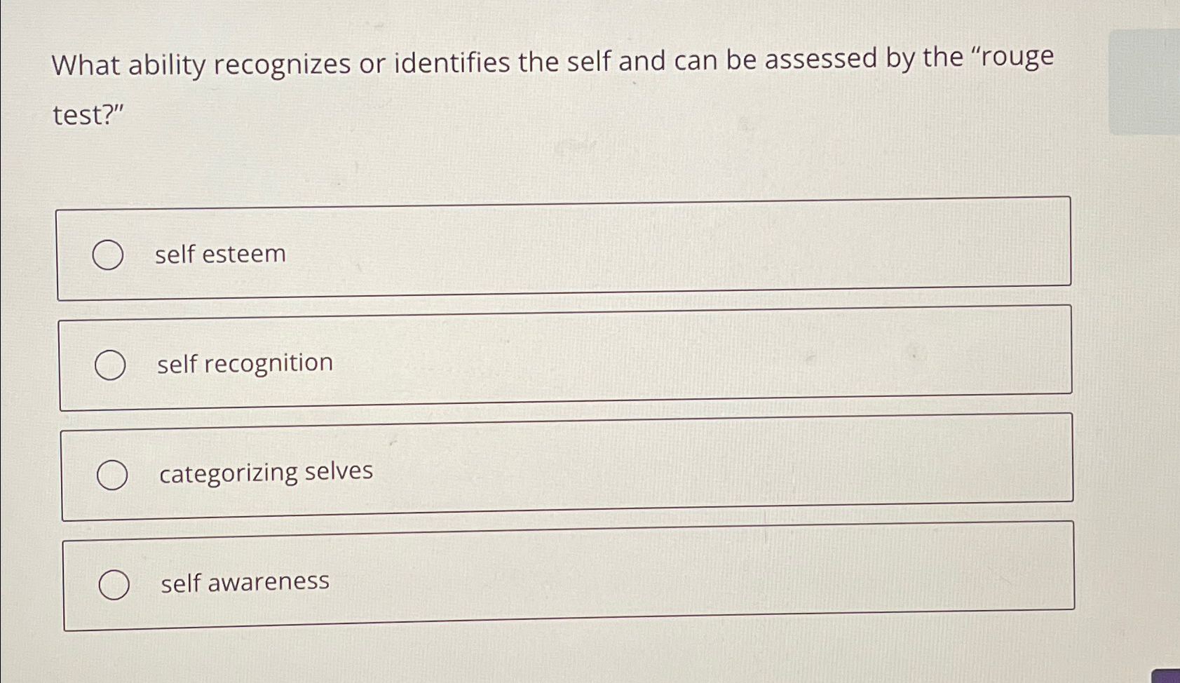 Solved What ability recognizes or identifies the self and | Chegg.com