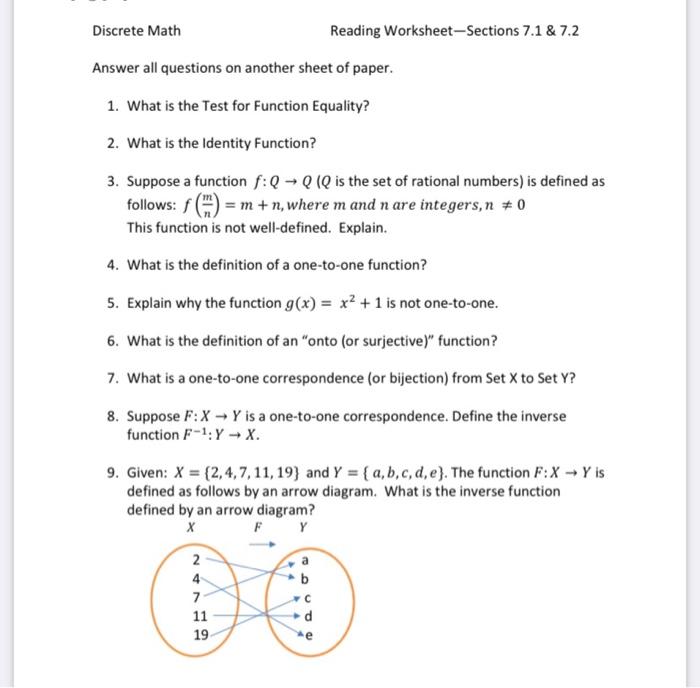 Solved Discrete Math Reading Worksheet-Sections 7.1 & 7.2 | Chegg.com
