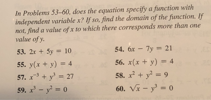 Solved In Problems 53-60, does the equation specify a | Chegg.com