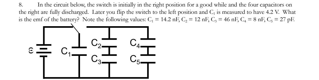 Solved In the circuit below, the switch is initially in the | Chegg.com