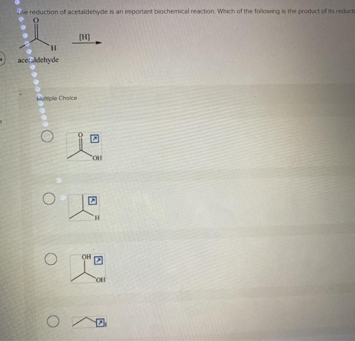 Solved The reduction of acetaldehyde is an important | Chegg.com