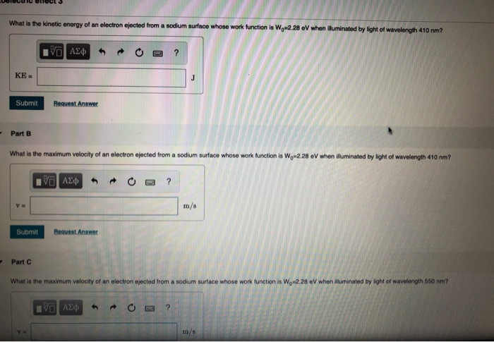 Solved What Is The Kinetic Energy Of An Electron Ejected