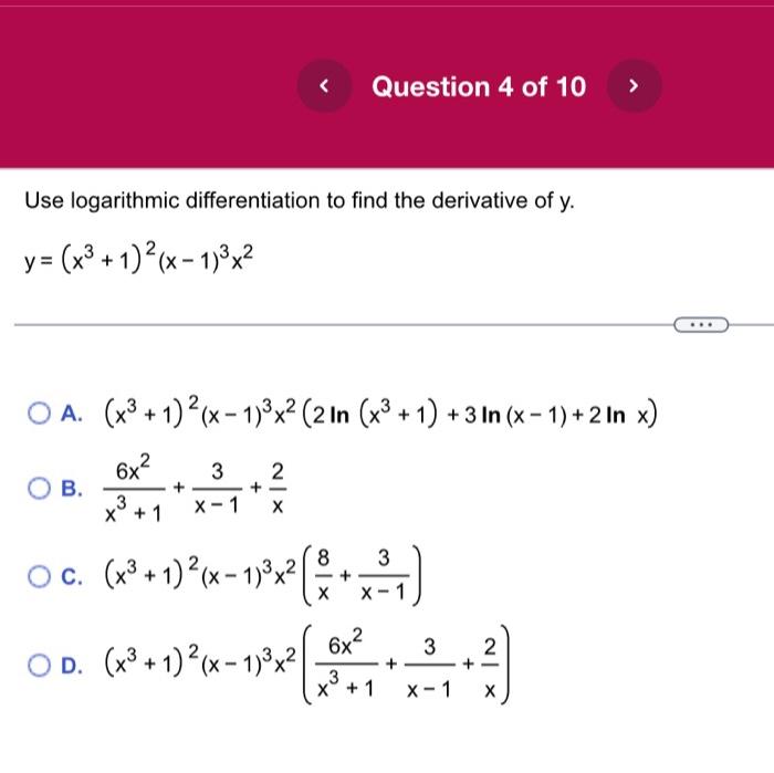 Solved Use logarithmic differentiation to find the | Chegg.com