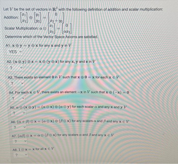 Solved Let V be the set of vectors in R2 with the following | Chegg.com