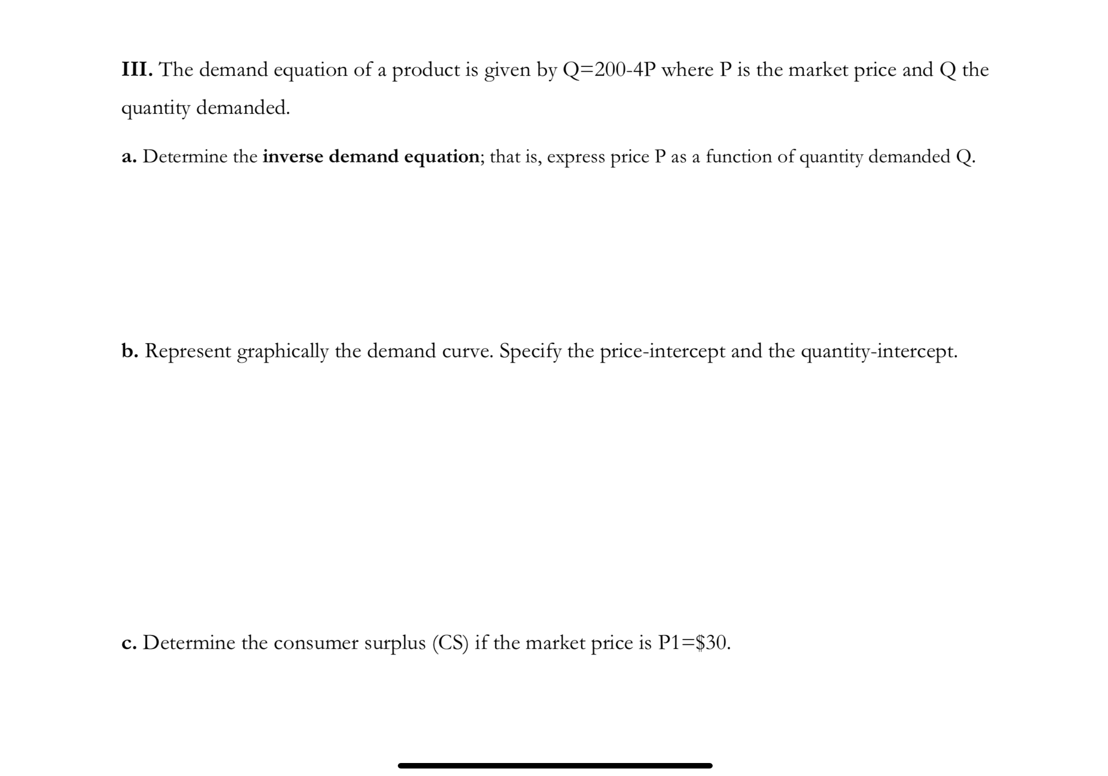 Solved III. The demand equation of a product is given by | Chegg.com